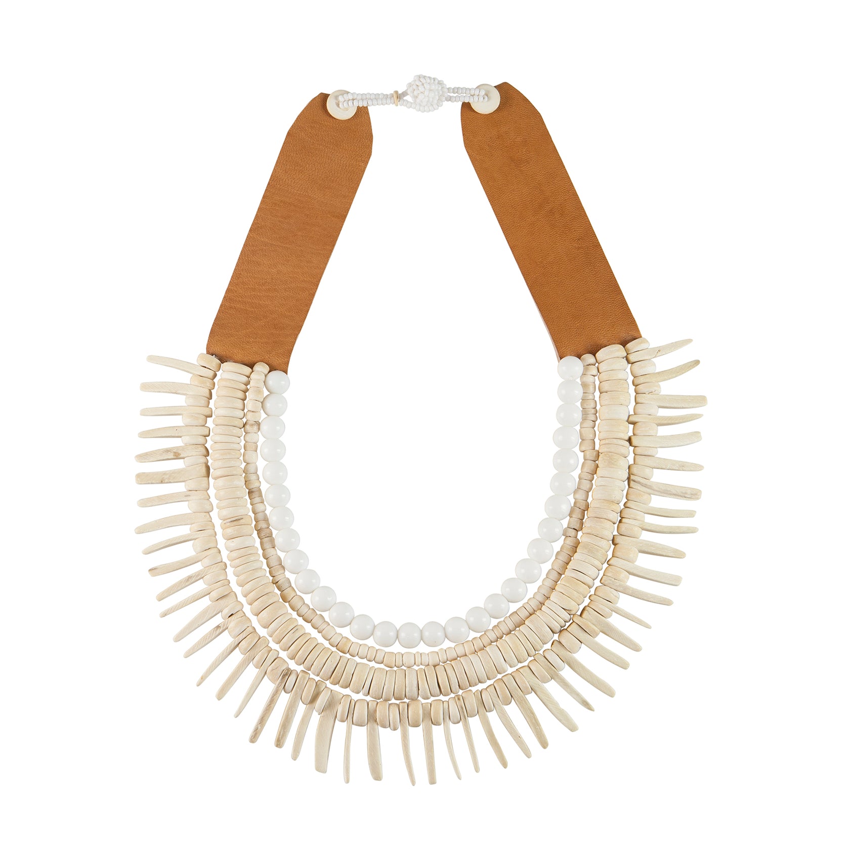 Leather Origin Necklace - WHITE/IVORY – Sidai Designs