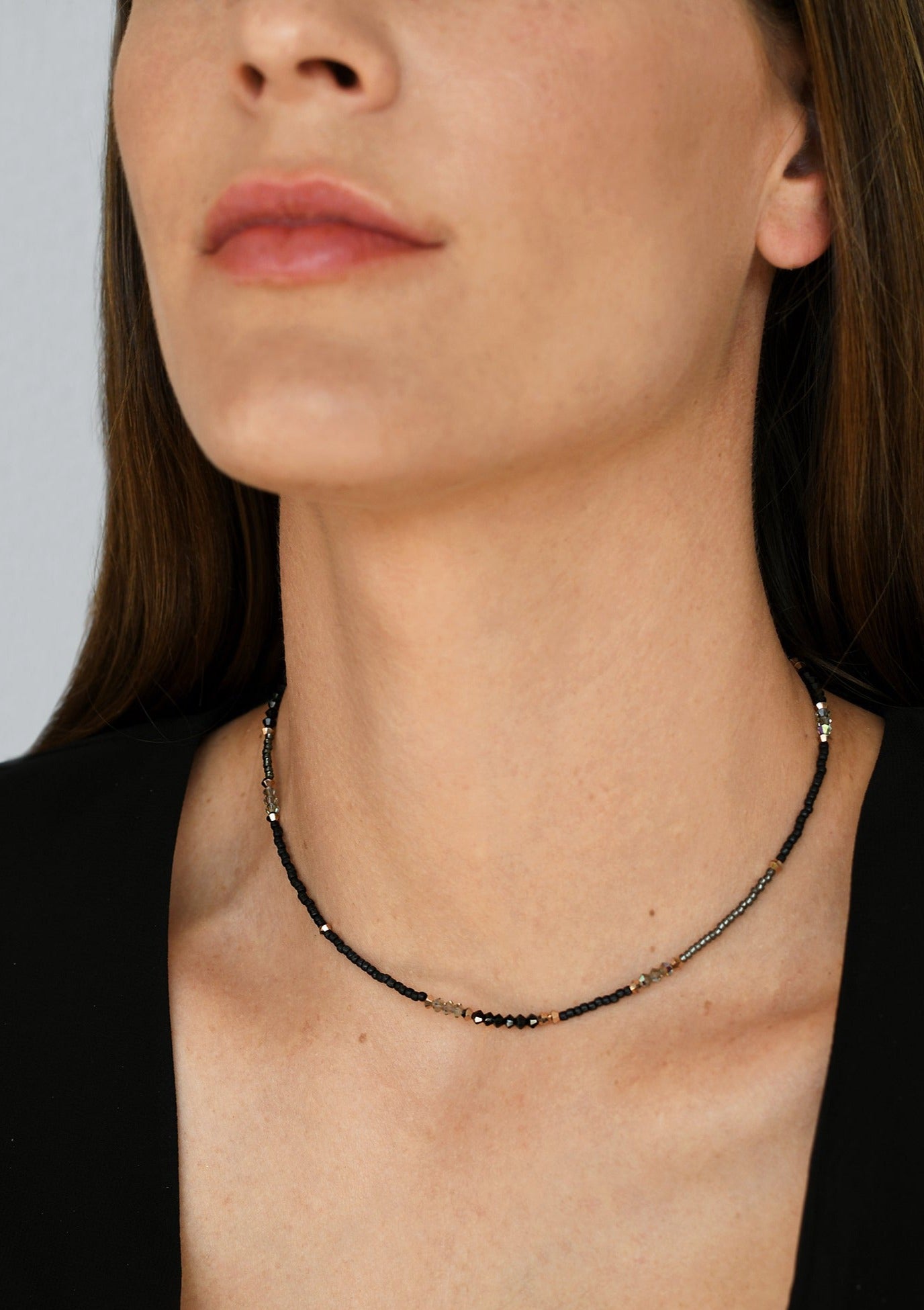 Assorted Beaded Necklace - SHINY GRAPHITE/BLACK/TRANSLUCENT GREY ...